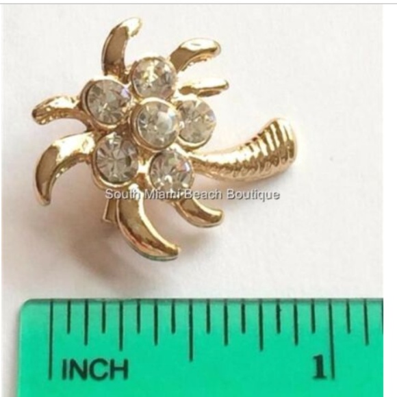 Jewelry | Gold Crystal Coconut Palm Tree Pin Brooch Island | Poshmark
